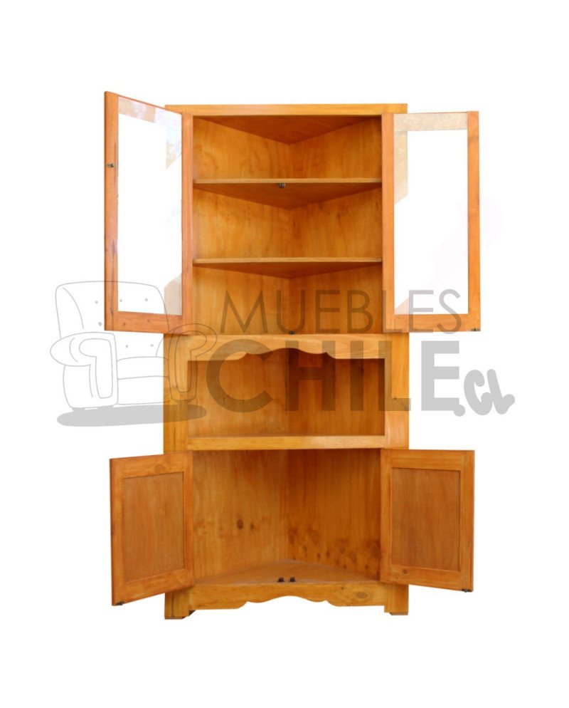 Esquinero rustico tinturado con vidrio