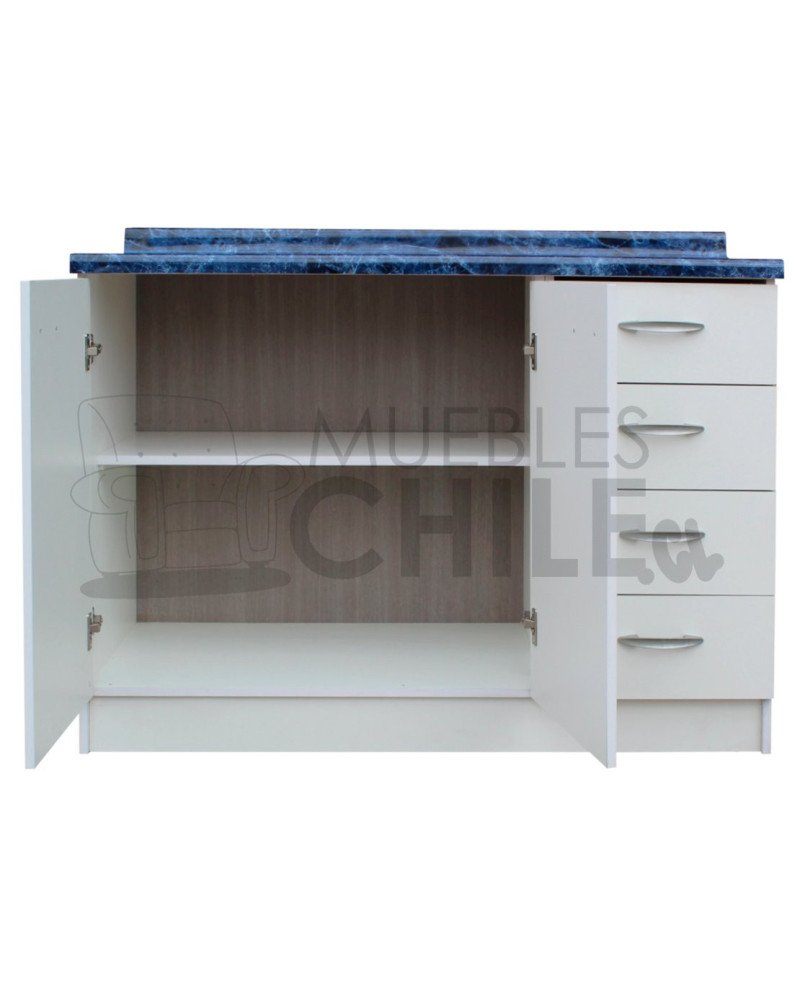 Base Cocina 120cm Melamina Blanca – Con Cubierta Postformado