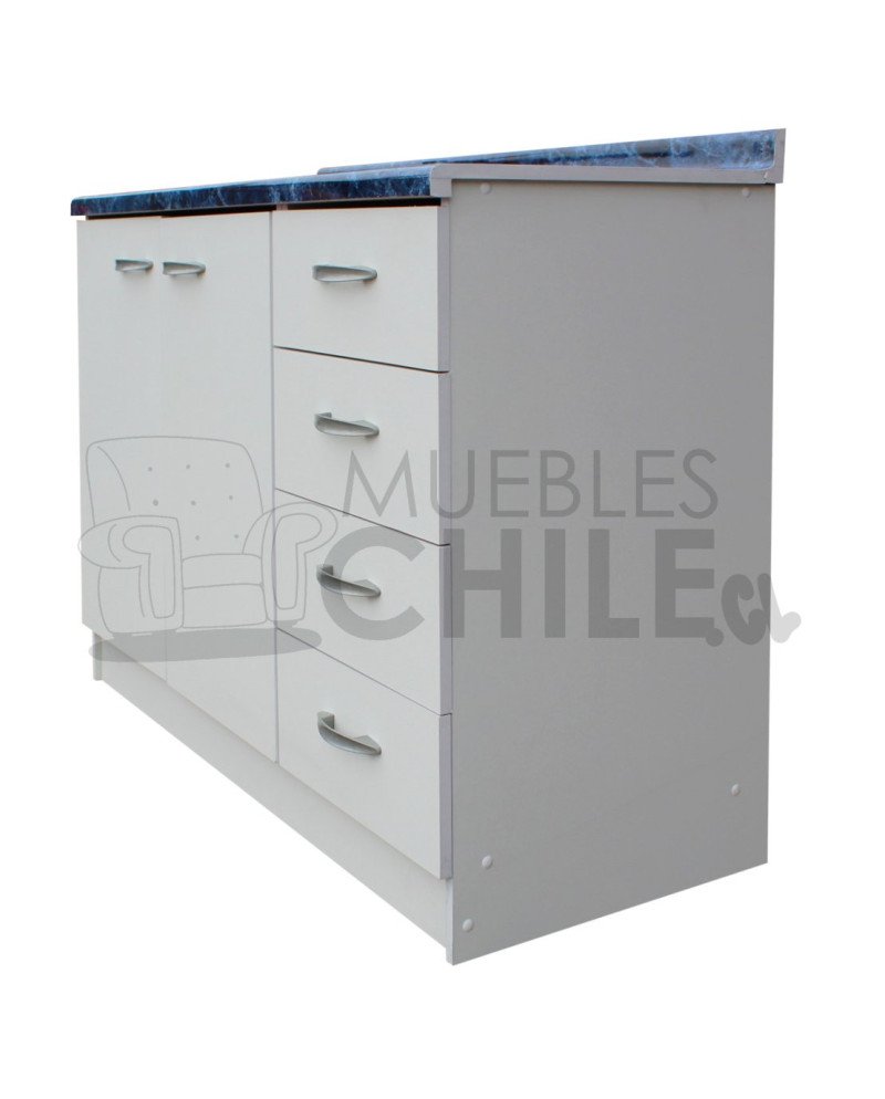Base Cocina 120cm Melamina Blanca – Con Cubierta Postformado